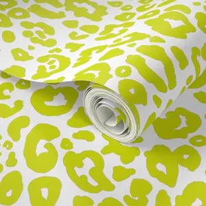 Spoonflower Chartreuse Neon Colors Bright Spring Green Traditional Wallpaper - Yellow,gray,green