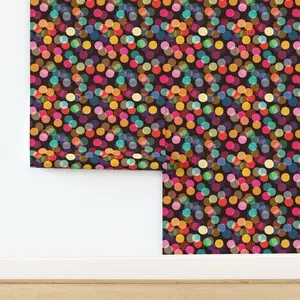Spoonflower Bokeh Candy Dots Festive Effect Rainbow Confetti Custom Pre-pasted Wallpaper