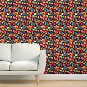 Spoonflower Bokeh Candy Dots Festive Effect Rainbow Confetti Custom Pre-pasted Wallpaper