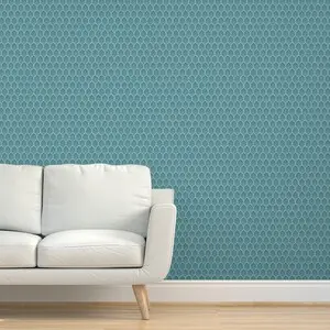Spoonflower Teal Art Deco Fan Traditional Wallpaper