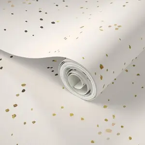 Spoonflower Gold Dots Cream Neutral Mod Glam Custom Pre-pasted Wallpaper