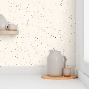 Spoonflower Gold Dots Cream Neutral Mod Glam Custom Pre-pasted Wallpaper