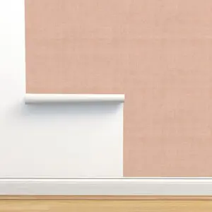 Spoonflower Canvas Texture Pink 100% Natural Sisal Grasscloth Wallcovering - Pink,beige