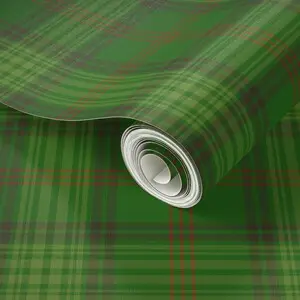 Spoonflower Black Green Plaid Red Tartan Scottish Hunting Custom Removable Wallpaper - Black,green