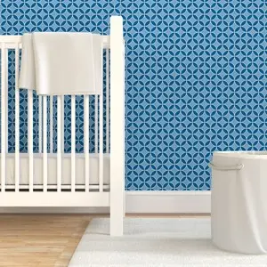 Spoonflower Home Mid Century Rings Custom Pre-pasted Wallpaper
