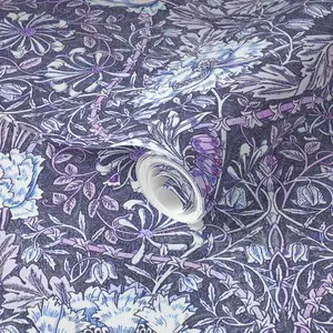 Spoonflower Violet Art Nouveau Pastel Floral Arts Traditional Wallpaper - Purple,violet,blue