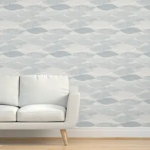 Spoonflower Gray Waves Neutral Geometric Abstract Ocean Custom Pre-pasted Wallpaper