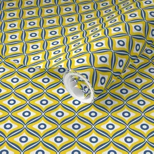 Spoonflower Talavera Mexican Inspired Mexico Geometric Diamond Custom Removable Wallpaper Yellow,blue,green
