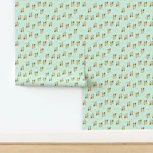 Spoonflower Large Arrows Mint Arrow Feather Boho Scale Modern Custom Removable Wallpaper