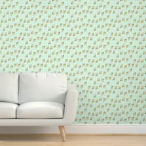 Spoonflower Large Arrows Mint Arrow Feather Boho Scale Modern Custom Removable Wallpaper