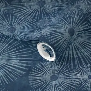 Spoonflower Batik Shibori Tie Dye Traditional Wallpaper - Blue