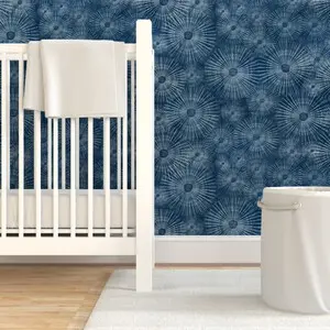 Spoonflower Batik Shibori Tie Dye Traditional Wallpaper - Blue