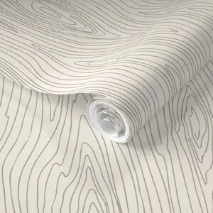 Spoonflower Vertical Drawn Woodgrain Custom Pre-pasted Wallpaper - Gray