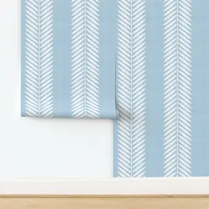 Spoonflower Leaf Light Blue Stripe Sky Texture Traditional Wallpaper