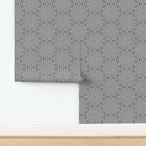 Spoonflower Star Gray White Celebration Fireworks Custom Pre-pasted Wallpaper