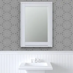 Spoonflower Star Gray White Celebration Fireworks Custom Pre-pasted Wallpaper