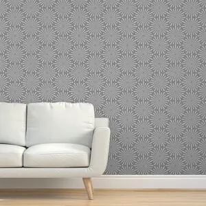 Spoonflower Star Gray White Celebration Fireworks Custom Pre-pasted Wallpaper