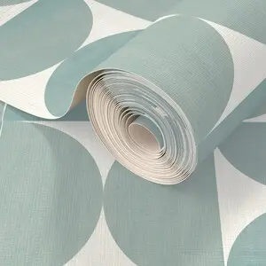 Spoonflower Inflexion Morning Mist 100% Natural Sisal Grasscloth Wallcovering - Aqua,blue