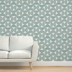 Spoonflower Inflexion Morning Mist 100% Natural Sisal Grasscloth Wallcovering - Aqua,blue