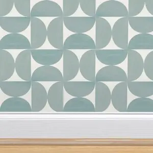 Spoonflower Inflexion Morning Mist 100% Natural Sisal Grasscloth Wallcovering - Aqua,blue