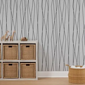 Spoonflower Vintage Stripe Grey Modern Geometric Abstract Traditional Wallpaper