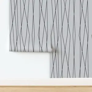 Spoonflower Vintage Stripe Grey Modern Geometric Abstract Traditional Wallpaper