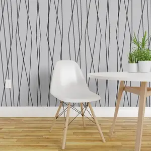 Spoonflower Vintage Stripe Grey Modern Geometric Abstract Traditional Wallpaper
