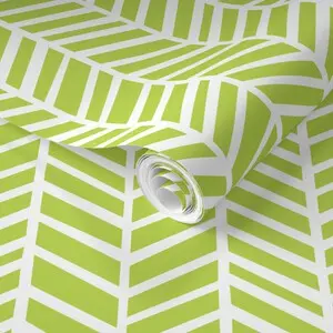 Spoonflower Herringbone Chevron Tri Doodle Cartoon Green Custom Pre-pasted Wallpaper Gray,green