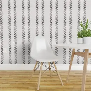 Spoonflower Stripes Watercolor Herringbone Grey And Traditional Wallpaper