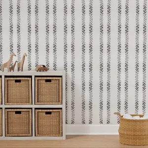 Spoonflower Stripes Watercolor Herringbone Grey And Traditional Wallpaper