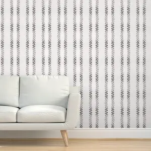 Spoonflower Stripes Watercolor Herringbone Grey And Traditional Wallpaper
