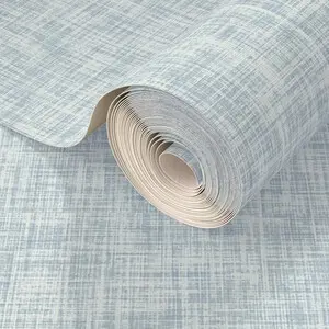 Spoonflower Light Linen-look Solid 100% Natural Sisal Grasscloth Wallcovering - Blue