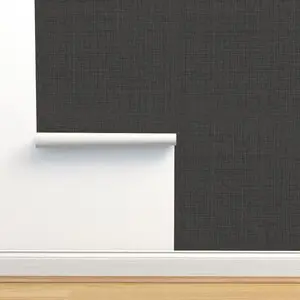 Spoonflower Charcoal Texture 100% Natural Sisal Grasscloth Wallcovering - Gray,black