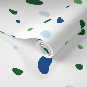 Spoonflower Green And Blue Terrazzo Texture Custom Pre-pasted Wallpaper - Mint,green