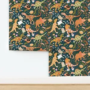 Spoonflower Dinosaurs Traditional Wallpaper