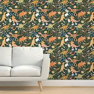 Spoonflower Dinosaurs Traditional Wallpaper