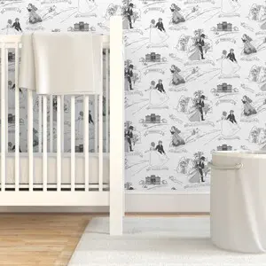 Spoonflower Black White Victorian Pride England Toile Custom Removable Wallpaper