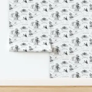 Spoonflower Black White Victorian Pride England Toile Custom Removable Wallpaper