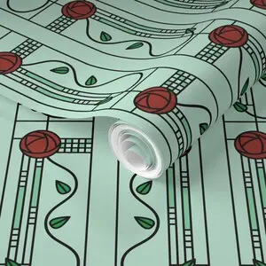 Spoonflower Rose Craftsman Glasgow Charles Rennie Mackinto Custom Removable Wallpaper
