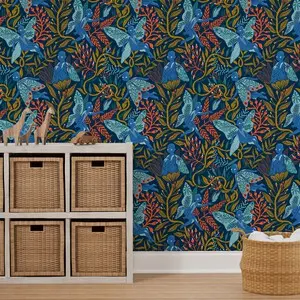 Spoonflower Insects Moths Botanical Plants Nature Leaves Leaf Custom Pre-pasted Wallpaper