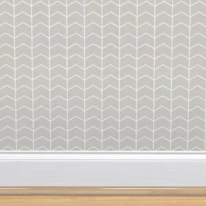 Spoonflower Light Grey Chevron Arrows 100% Natural Sisal Grasscloth Wallcovering