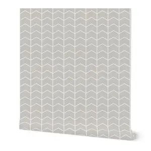 Spoonflower Light Grey Chevron Arrows 100% Natural Sisal Grasscloth Wallcovering