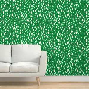 Spoonflower Dots Dotty Irish Animal Polka Sprinkles Custom Pre-pasted Wallpaper - Green