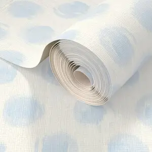 Spoonflower Ikat Dots Soft 100% Natural Sisal Grasscloth Wallcovering - Blue