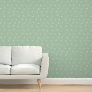 Spoonflower Bees Sage Green White Traditional Wallpaper