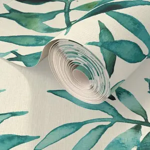Spoonflower Palma Large 100% Natural Sisal Grasscloth Wallcovering - Green