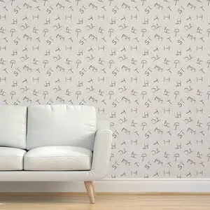 Spoonflower Cattle Brands Stonewashed Grey 100% Natural Sisal Grasscloth Wallcovering