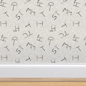 Spoonflower Cattle Brands Stonewashed Grey 100% Natural Sisal Grasscloth Wallcovering