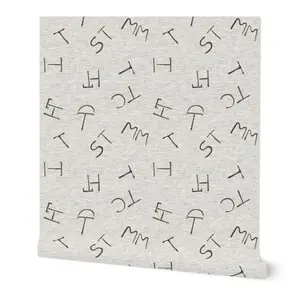 Spoonflower Cattle Brands Stonewashed Grey 100% Natural Sisal Grasscloth Wallcovering