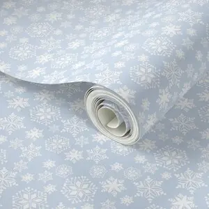 Spoonflower Snowflakes Winter Christmas Scandinavian And Traditional Wallpaper - Blue